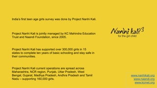 Rohini Mukherjee, Naandi Foundation - The Teenage Girls' (TAG) Survey | PDF
