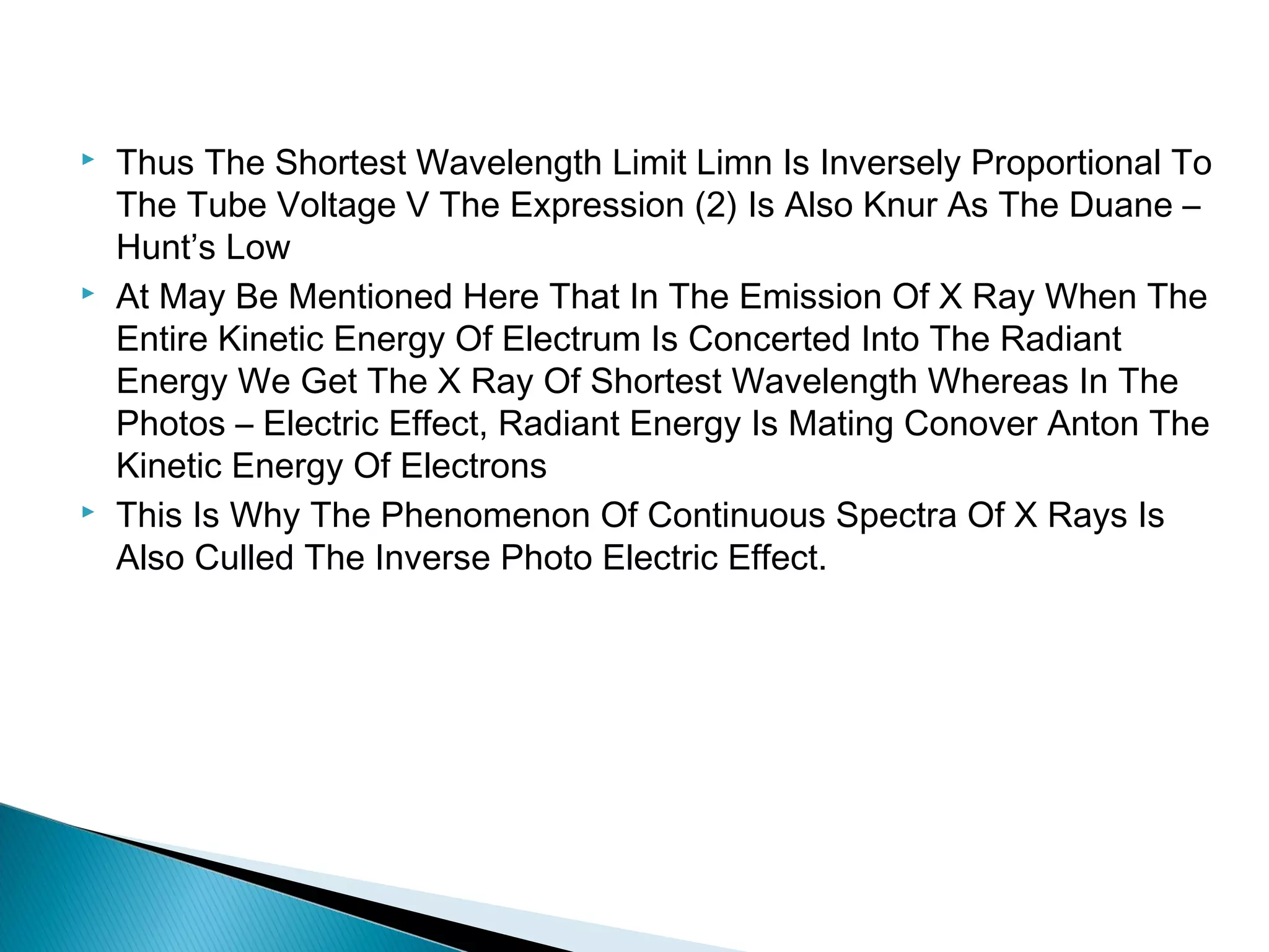CONTINUOUS X RAY SPECTRUM ITS DEPENDENCE ON VOLTAGE DUANE AND HUNT ...