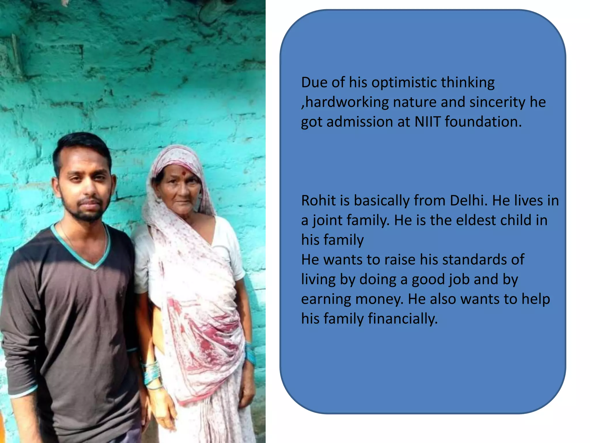 Rohit,NIIT foundation | PPTX | Career Planning | Careers