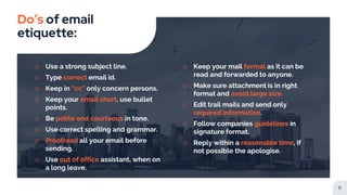Email Etiquette Presentation with Do's, Don'ts & Email Structure | PDF