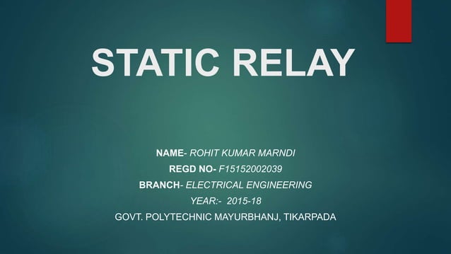 Static Relay Presentation | PPTX | Physics | Science