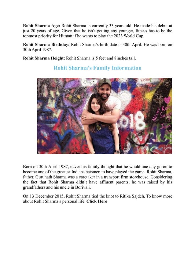 Rohit sharma biography | PPTX | Cricket | Sports