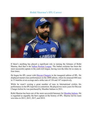 Rohit sharma biography | PPTX