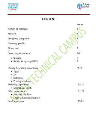 TEXTILE PROCESS TRANING REPORT | PDF
