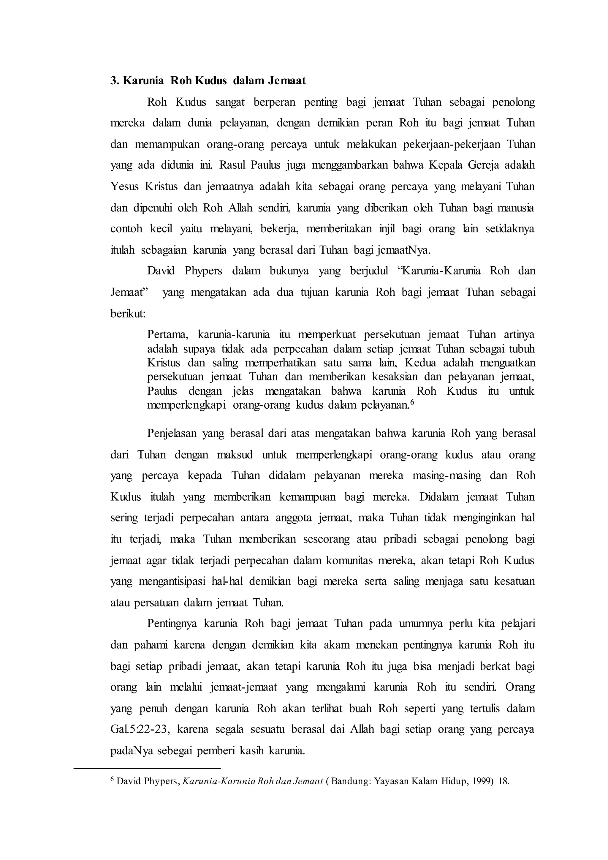 Roh kudus dan karunia pelayanan | DOCX