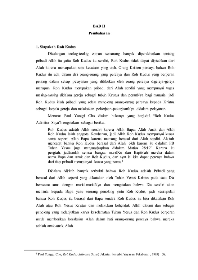 Roh kudus dan karunia pelayanan | DOCX