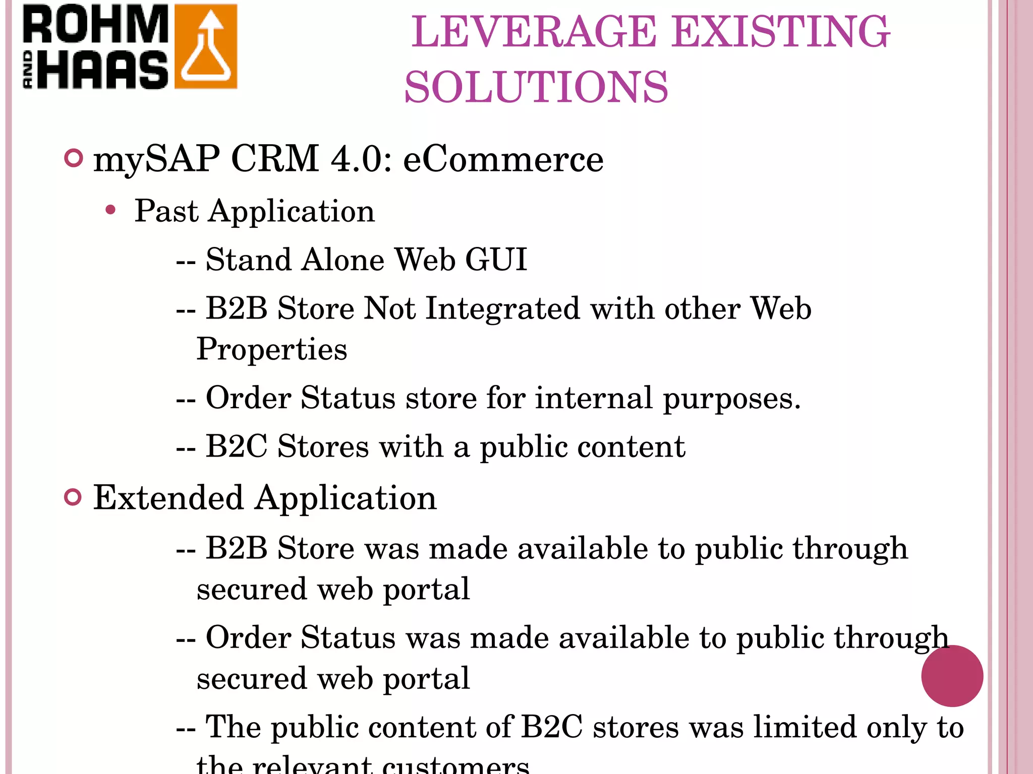 Rohm Haas ERP implementation | PPT