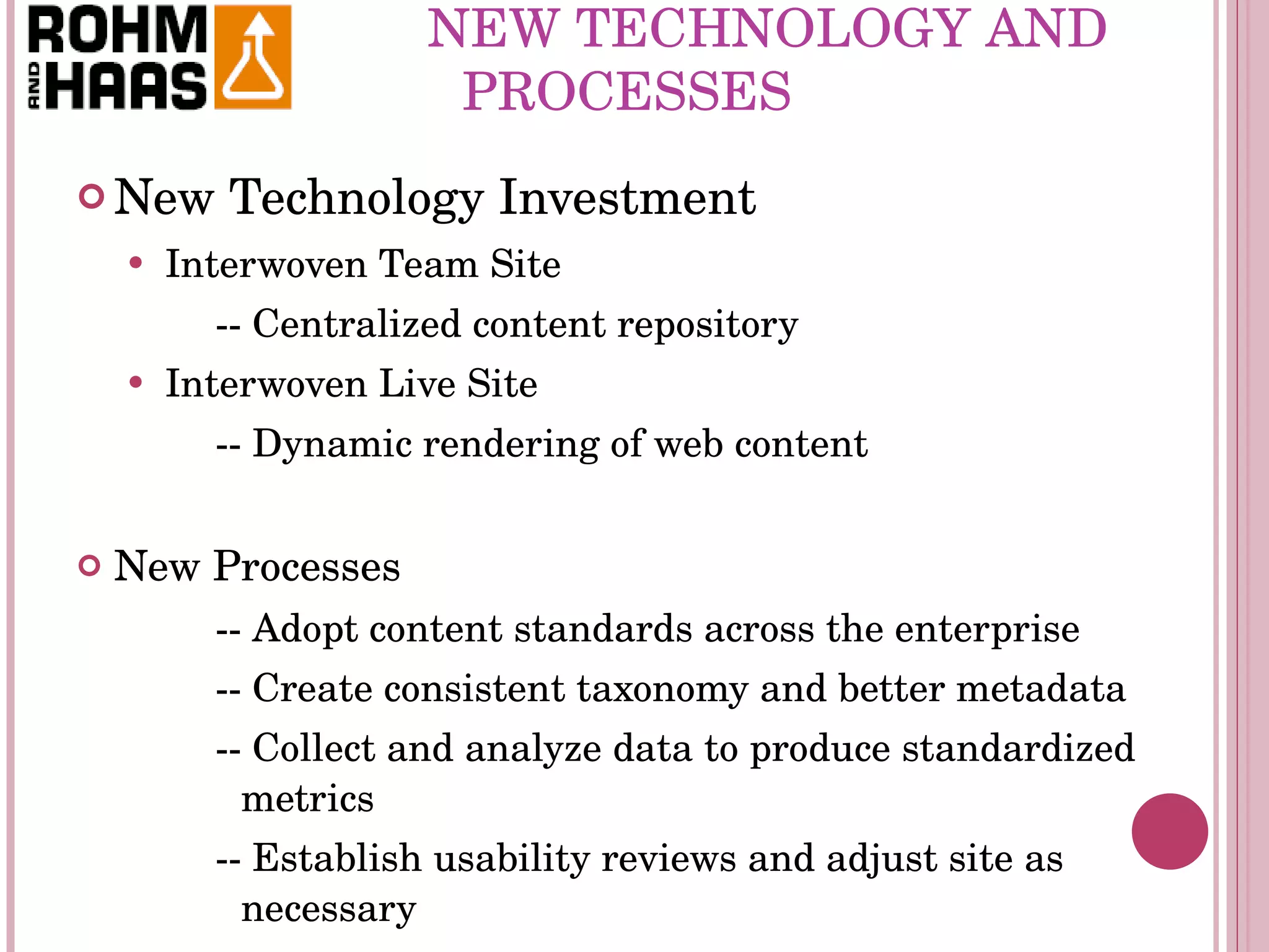 Rohm Haas ERP implementation | PPT