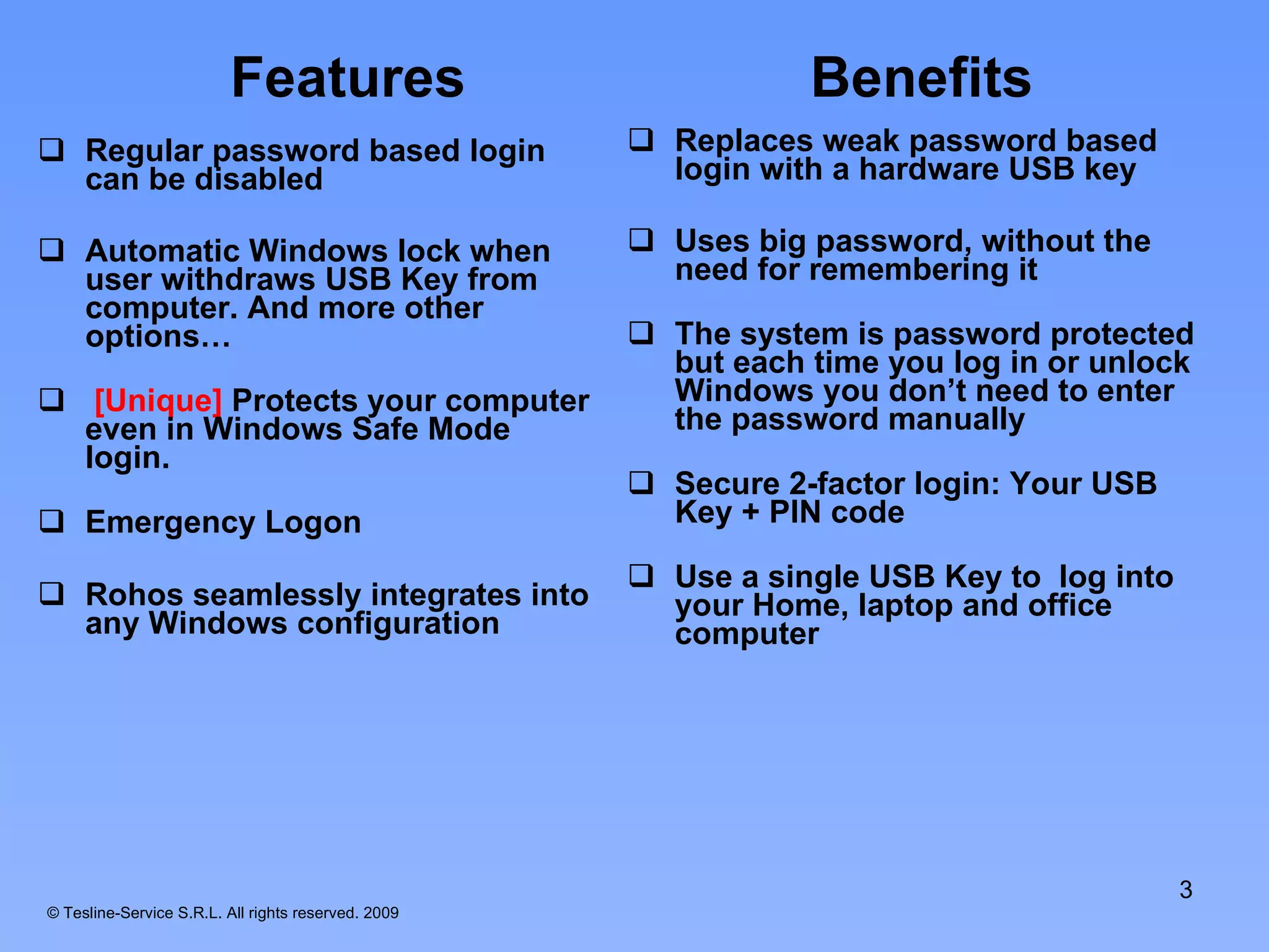 Secure Windows logon with Rohos Logon Key | PPT