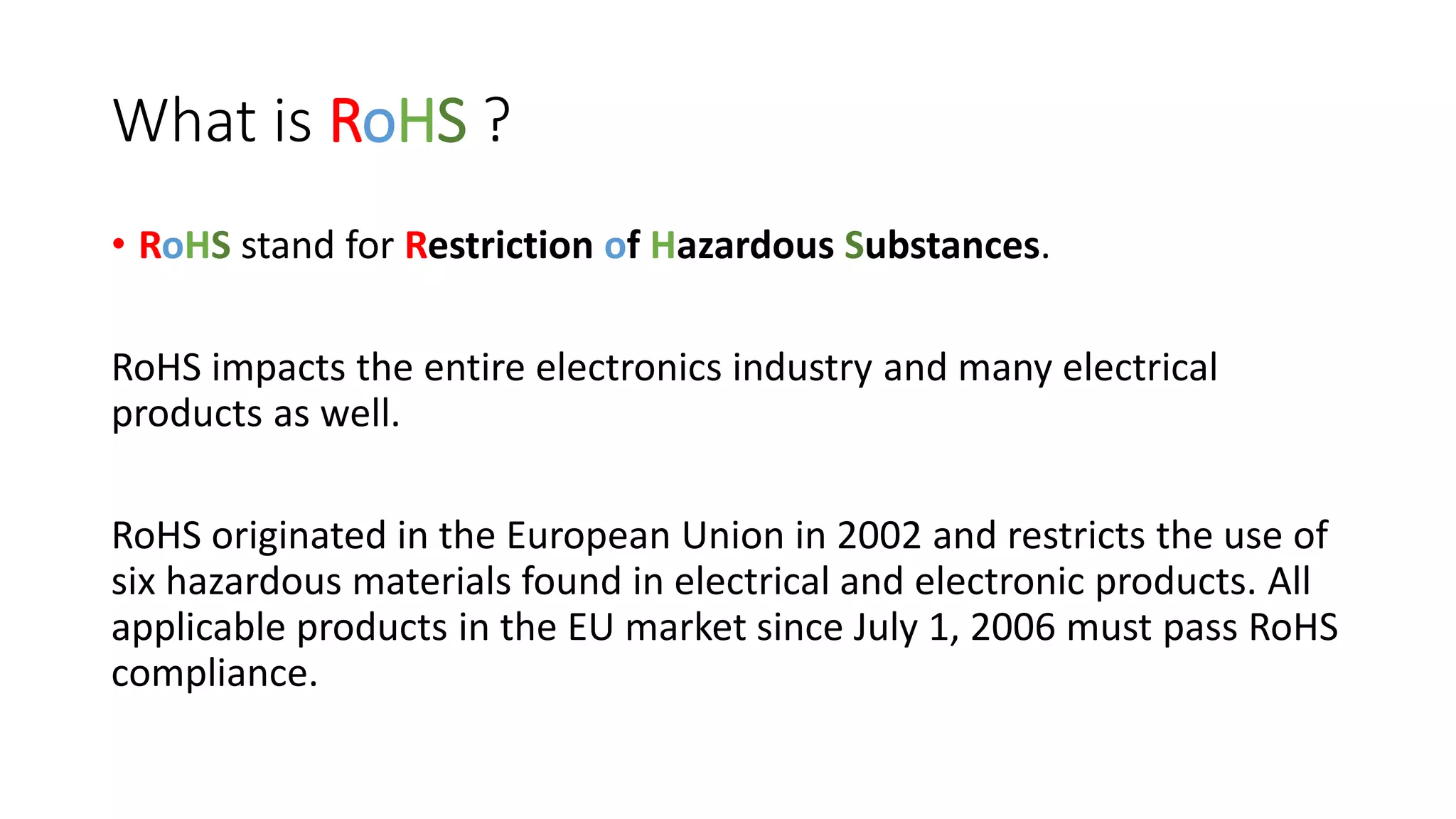 RoHS awareness Training By Manish Dwivedi | PPTX