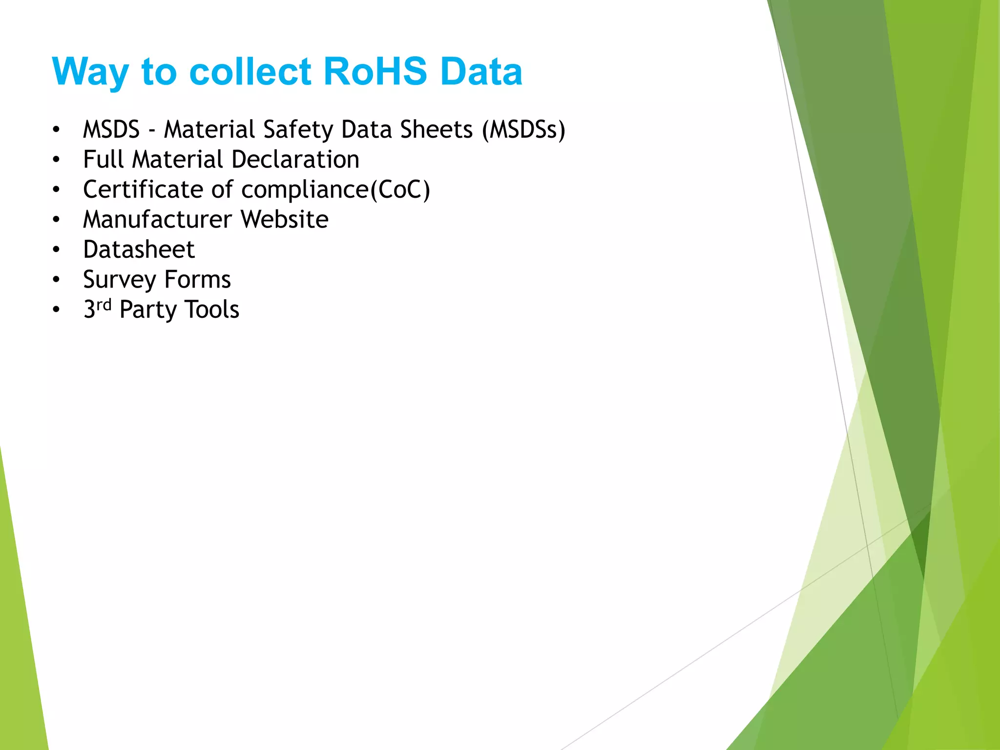 Restriction of Hazardous Substances(RoHS) and REACH | PPTX