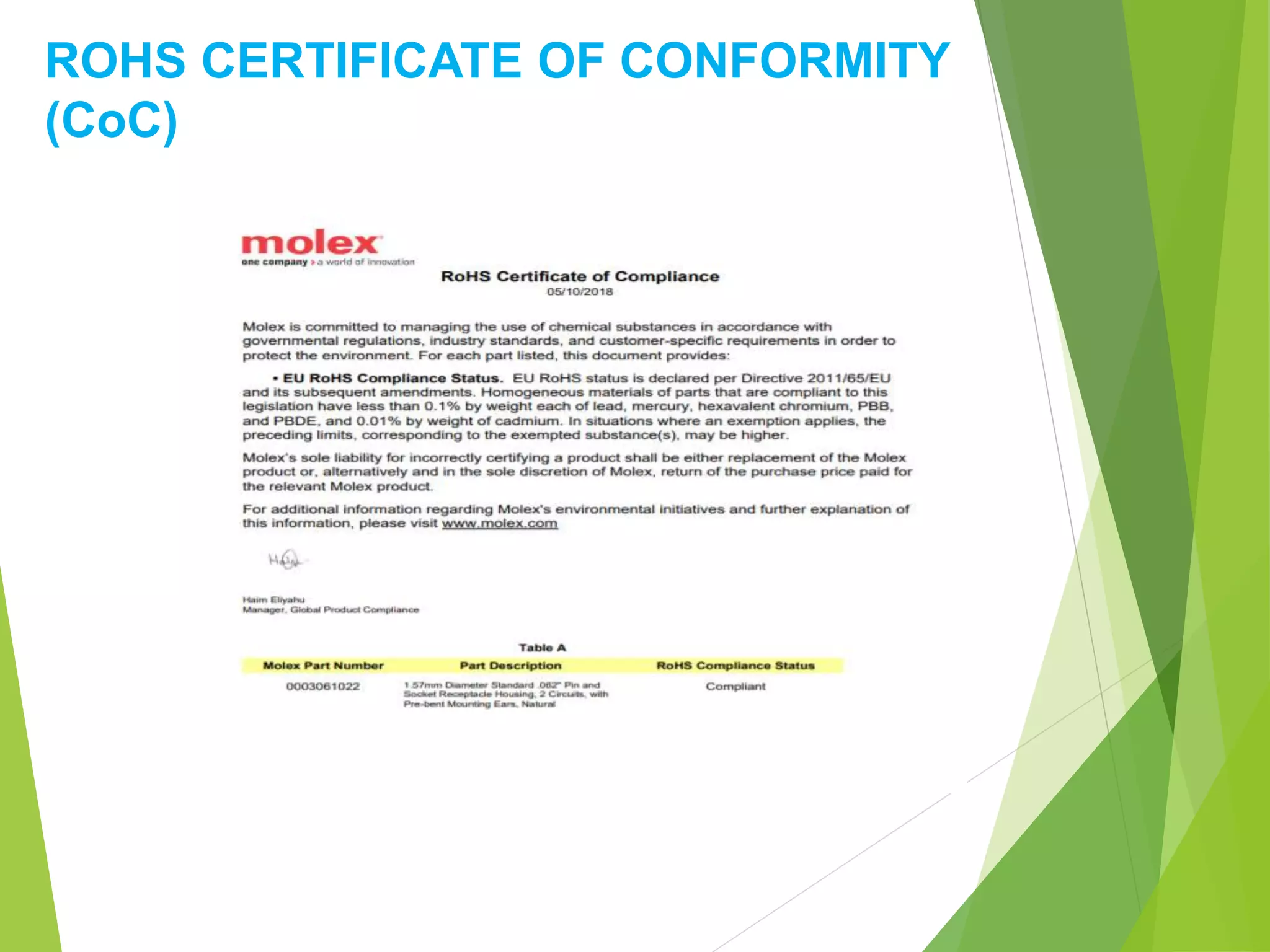 Restriction of Hazardous Substances(RoHS) and REACH | PPTX