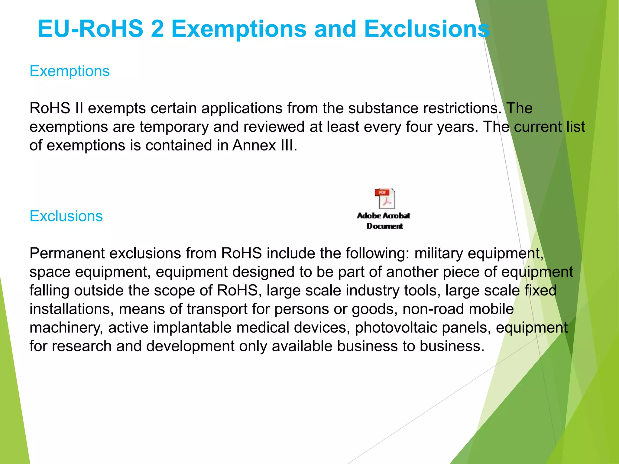 Restriction of Hazardous Substances(RoHS) and REACH | PPTX