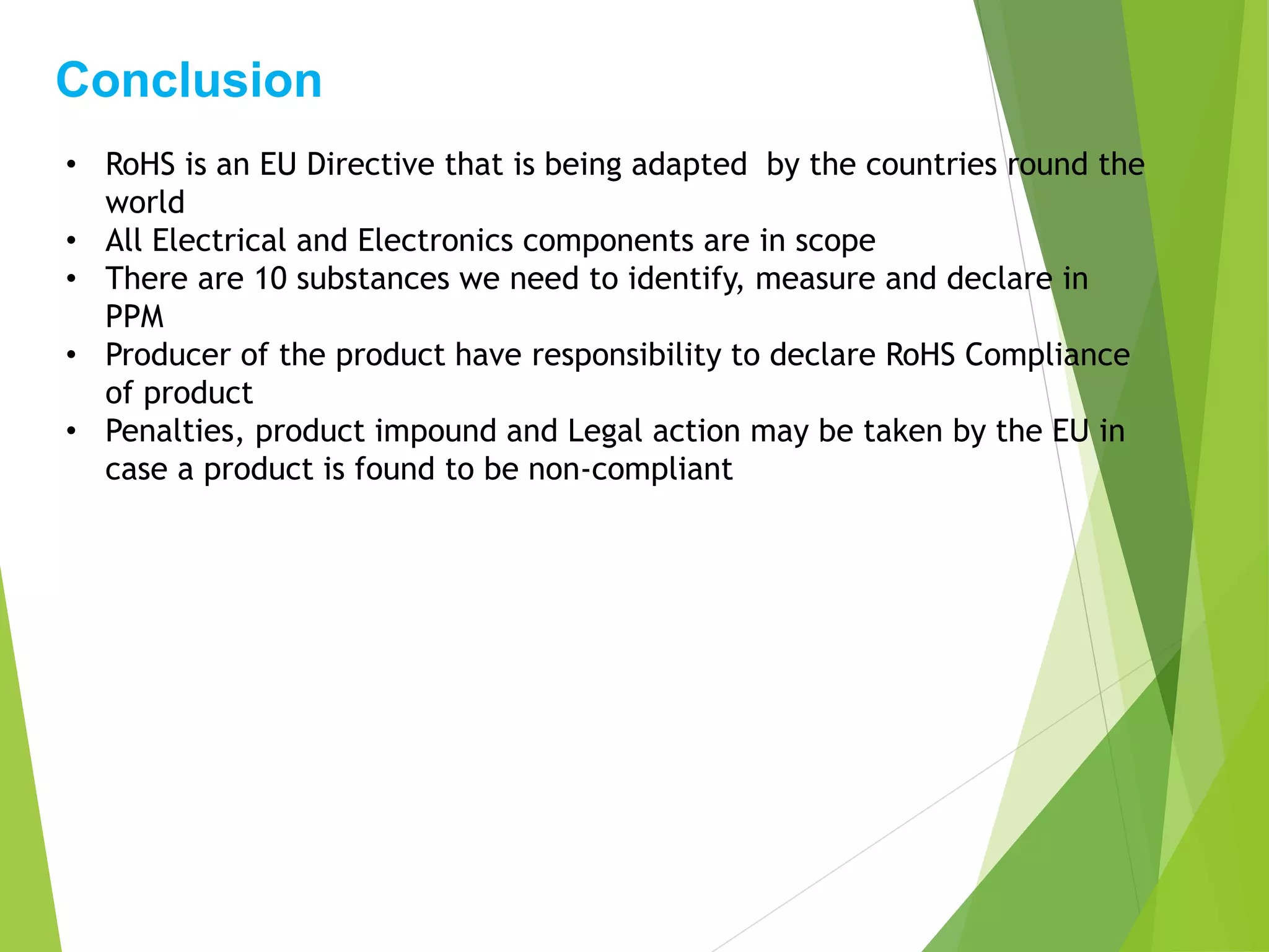 Restriction of Hazardous Substances(RoHS) and REACH | PPTX