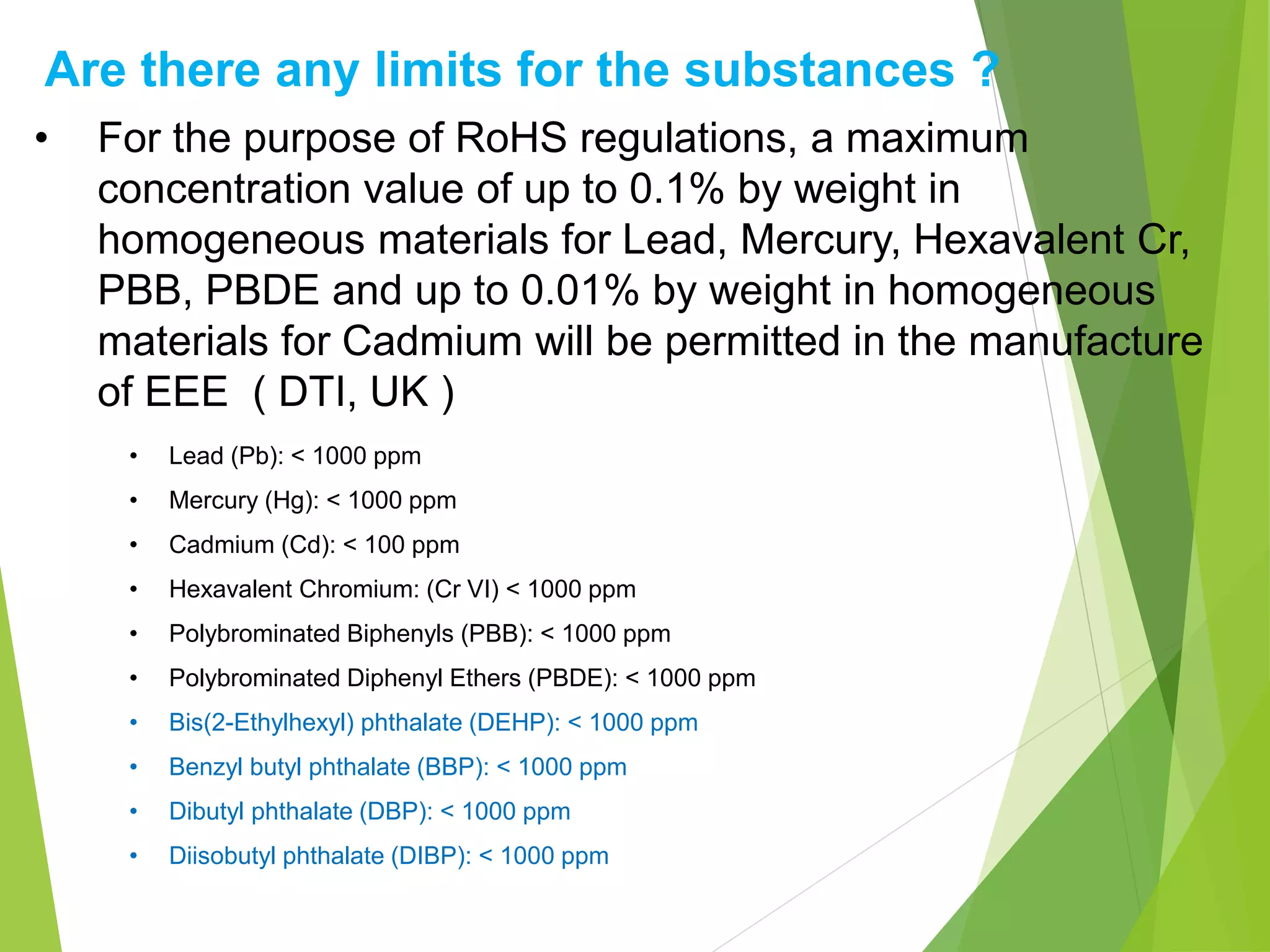 Restriction of Hazardous Substances(RoHS) and REACH | PPTX