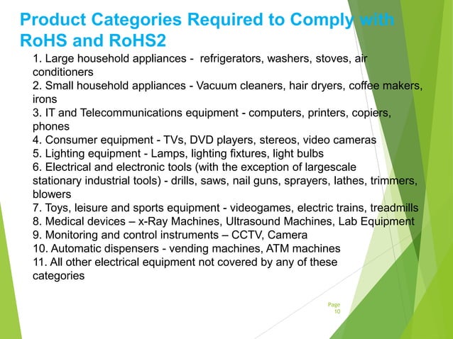 Restriction of Hazardous Substances(RoHS) and REACH | PPTX | Chemistry ...