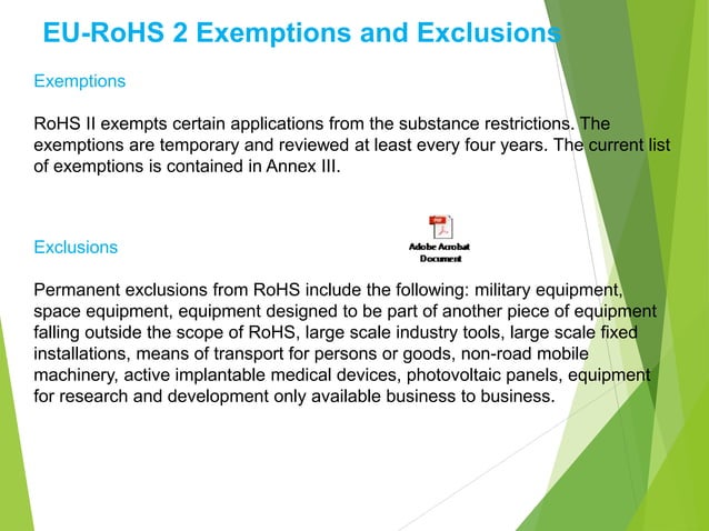 Restriction of Hazardous Substances(RoHS) and REACH | PPTX | Chemistry ...