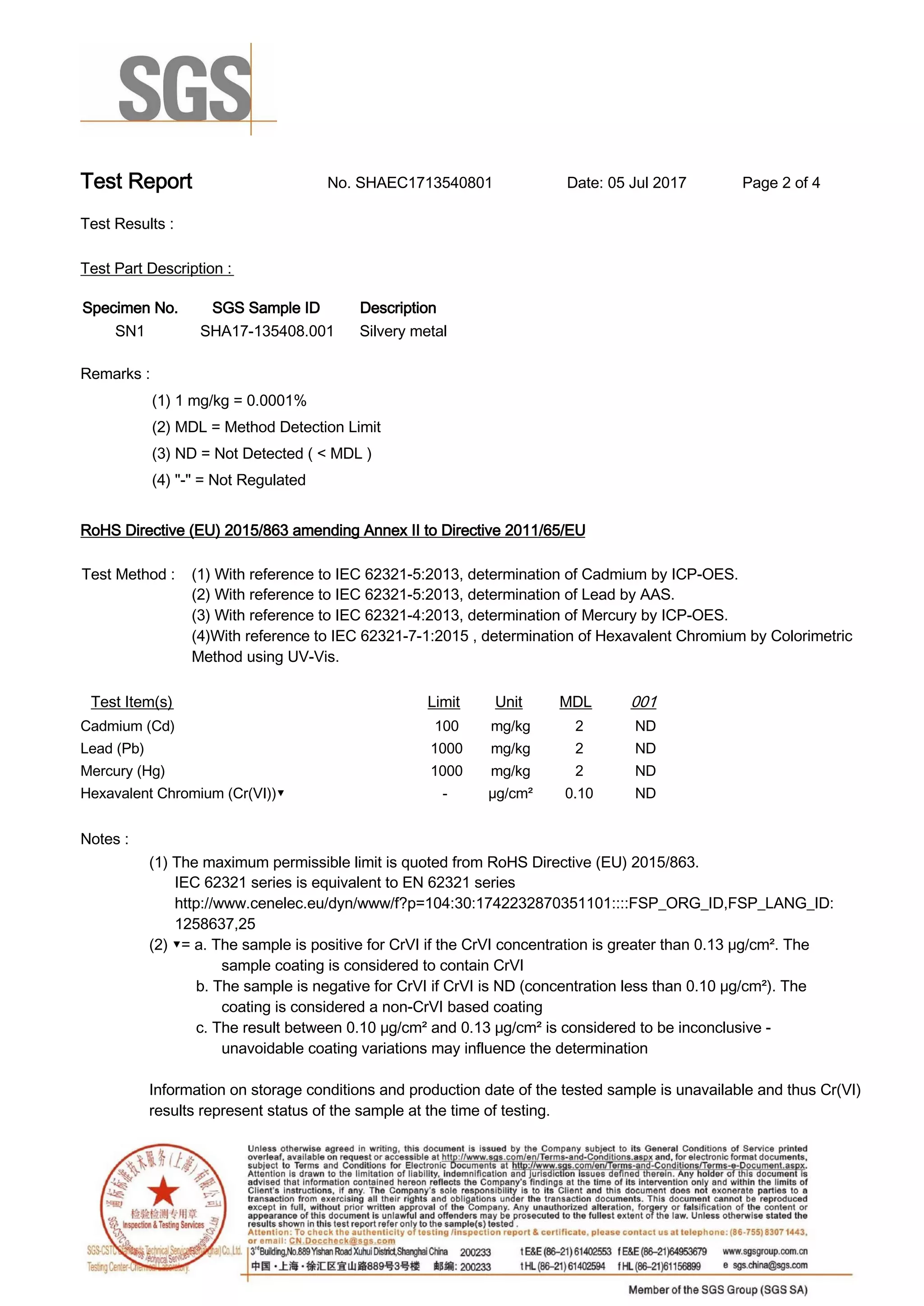 RoHs report of am labels from jizosecurity | PDF