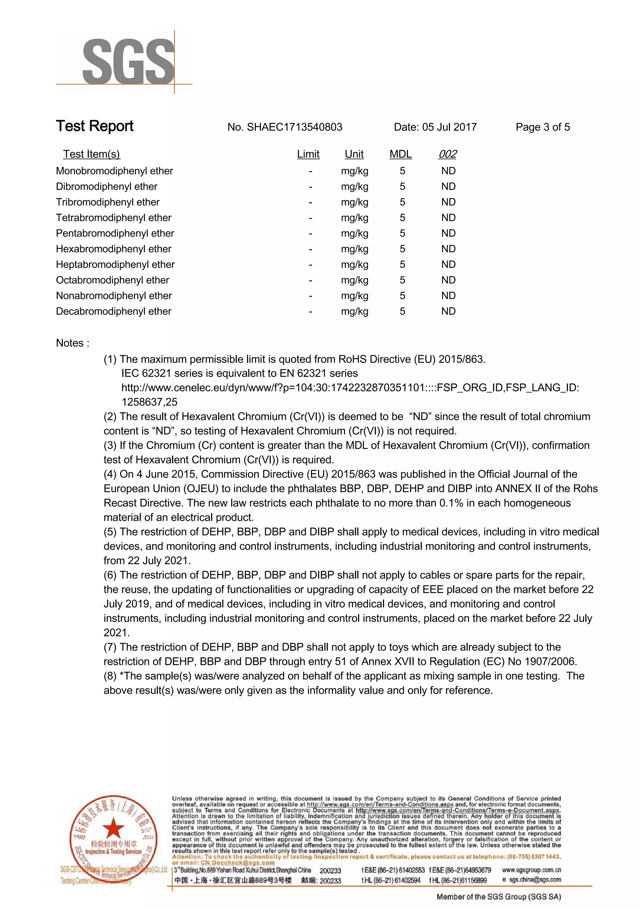 RoHs report of RF labels from jizosecurity | PDF | Chemistry | Science