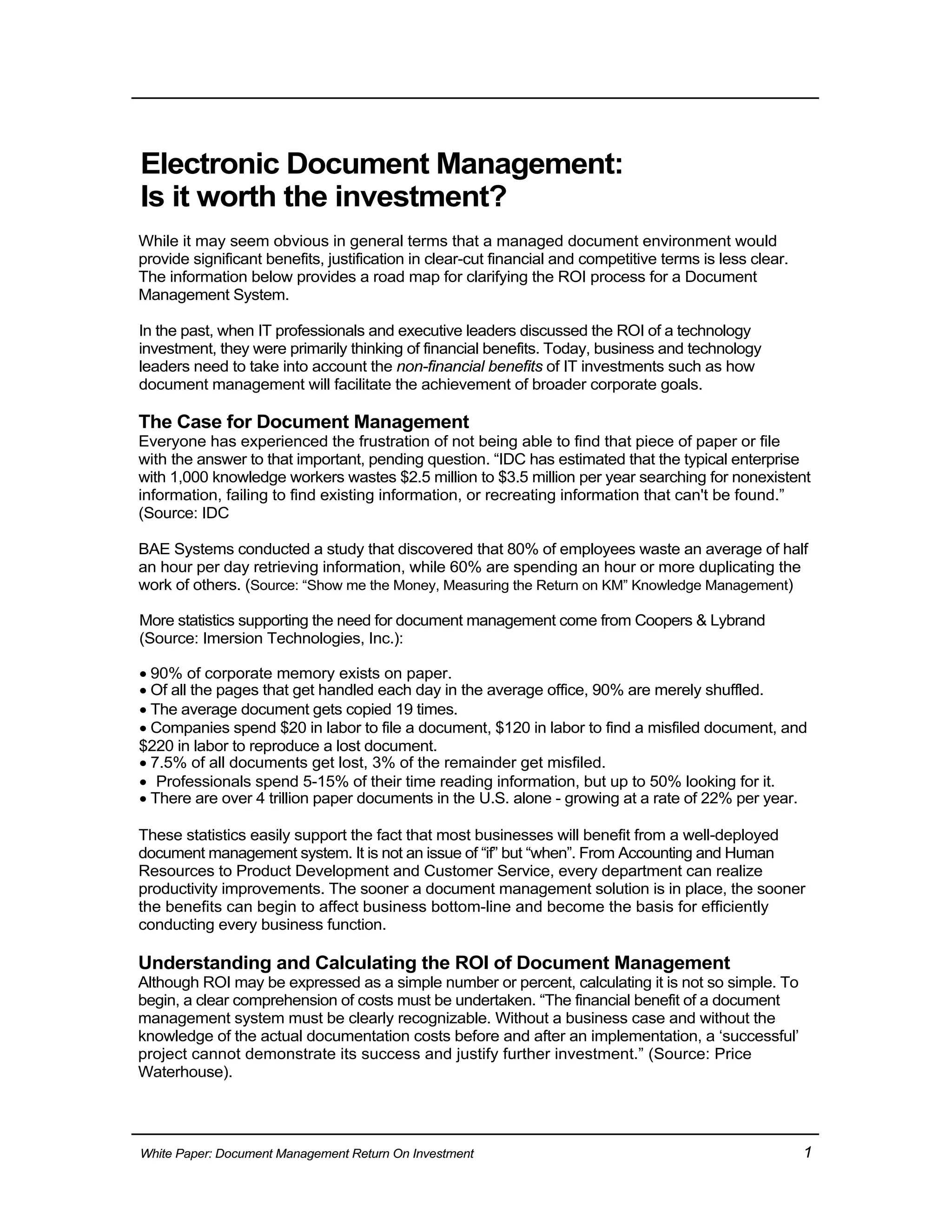ROI Document Management White Paper | PDF