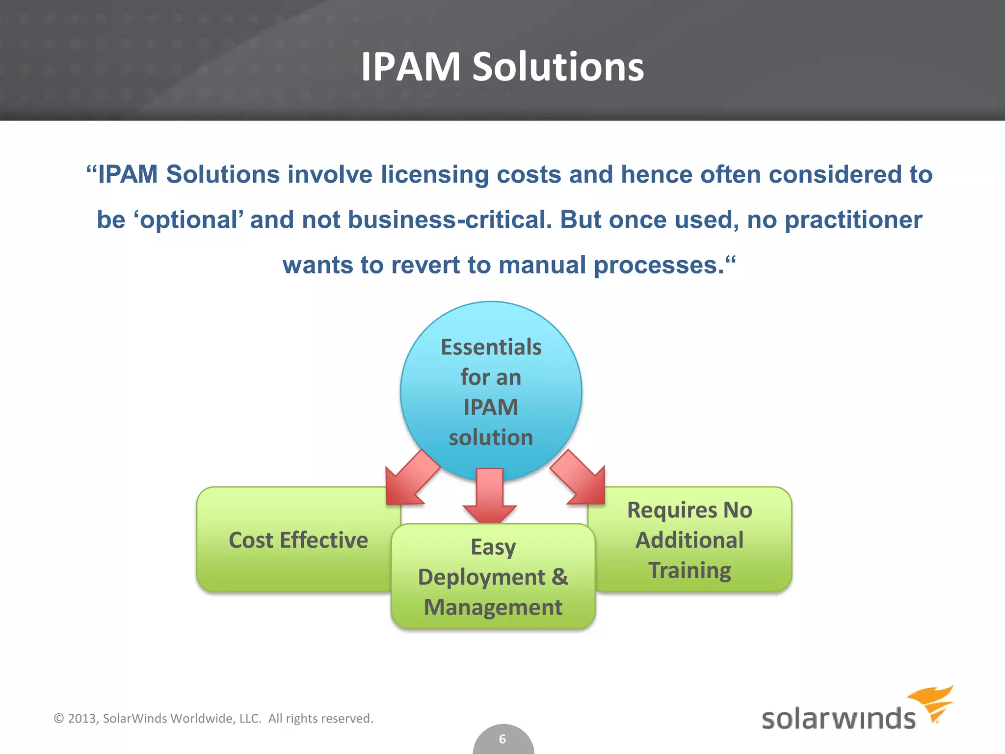 ROI for IP Address Management (IPAM) Solutions | PPTX