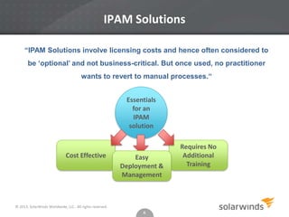 ROI for IP Address Management (IPAM) Solutions | PPTX