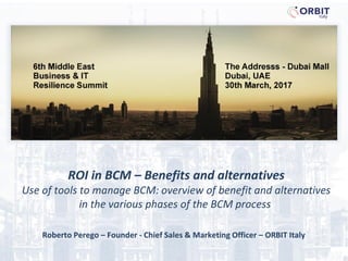 ROI in BCM Benefits and Alternatives Final | PPT