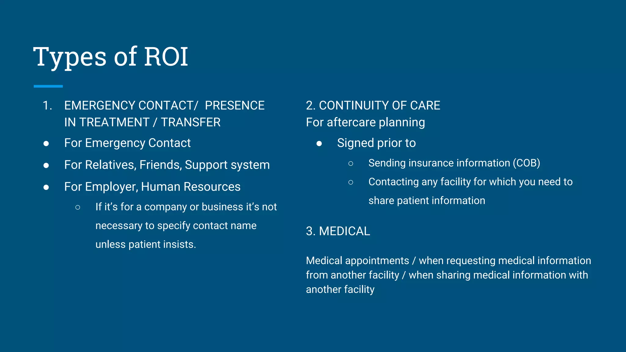 Release of Information (ROI) Training | PPTX Release of Information (ROI) Training | PPTX