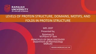 LEVELS OF PROTEIN STRUCTURE, DOMAINS, MOTIFS, AND FOLDS IN PROTEIN STRUCTURE | PPTX