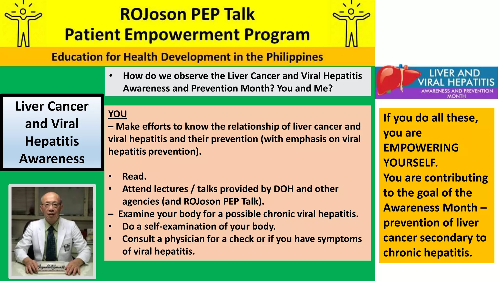 ROJoson PEP Talk: Liver Cancer and Viral Hepatitis Awareness | PPTX