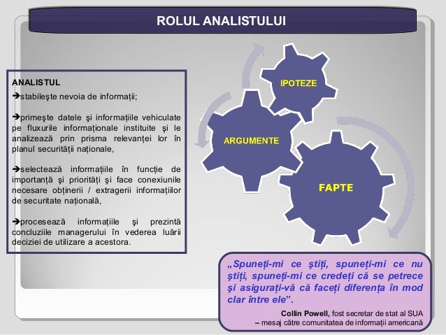 Rolul analizei in informarea factorului decizional