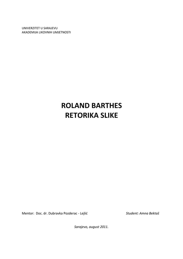Roland barthes retorika slike | DOC