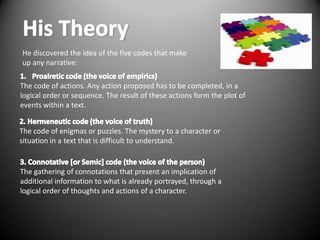 Roland Barthes code theory | PPTX