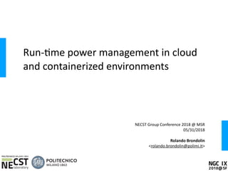 Run-time power management in cloud and containerized environments | PDF