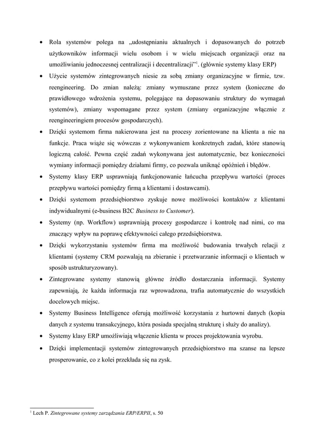 Rola systemów zintegrowanych w organizacji | PDF