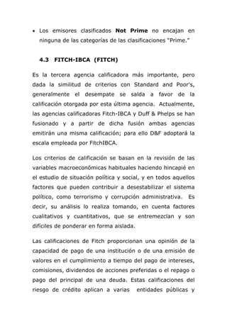 Rol de las agencias calificadoras de riesgo ii | PDF