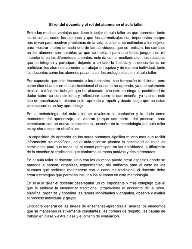 Rol del docente y rol del alumno | PDF Rol del docente y rol del alumno | PDF