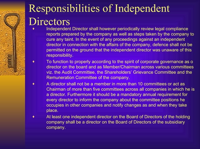 Role And Responsibilities Of Independent Directors | PPT