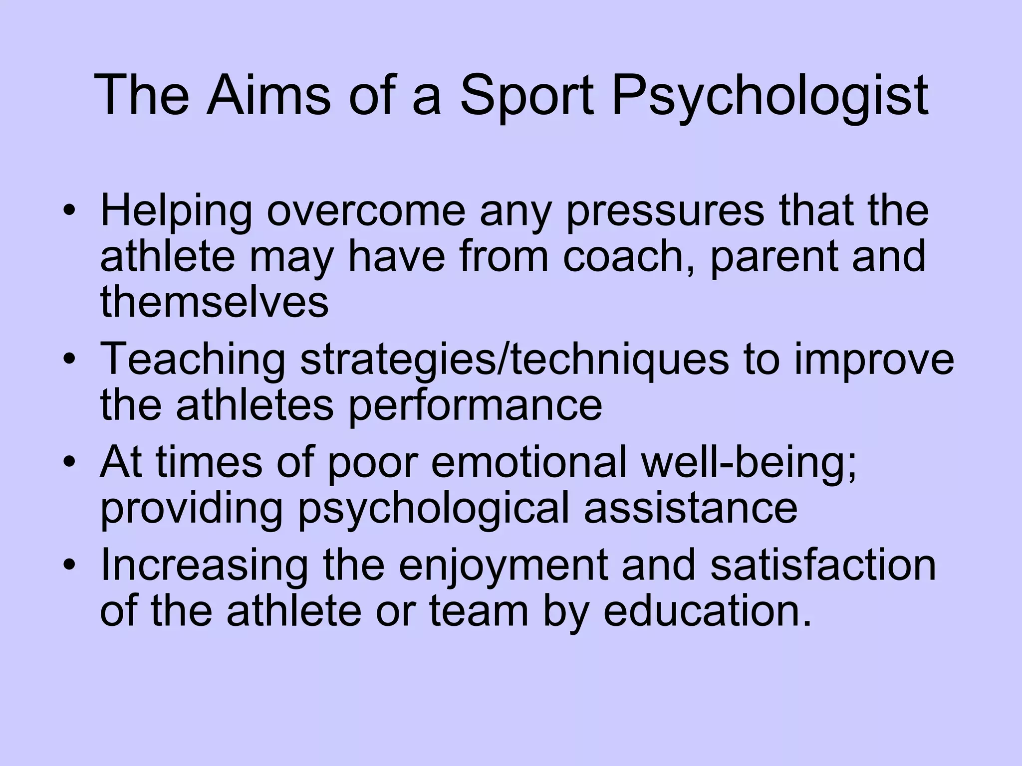 Role And Use Of Sports Psychologists | PPT