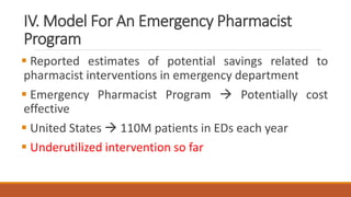 Role of Clinical Pharmacist in Emergency Department | PPTX