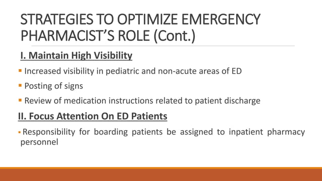 Role of Clinical Pharmacist in Emergency Department | PPTX | Healthcare ...
