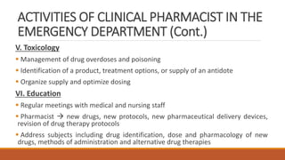 Role of Clinical Pharmacist in Emergency Department | PPTX