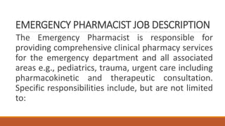 Role of Clinical Pharmacist in Emergency Department | PPTX