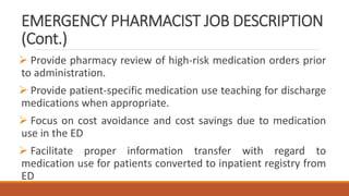 Role of Clinical Pharmacist in Emergency Department | PPTX