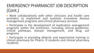 Role of Clinical Pharmacist in Emergency Department | PPTX