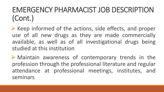 Role of Clinical Pharmacist in Emergency Department | PPTX | Healthcare ...