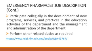 Role of Clinical Pharmacist in Emergency Department | PPTX