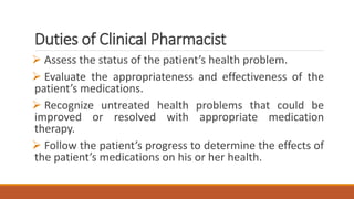 Role of Clinical Pharmacist in Emergency Department | PPTX