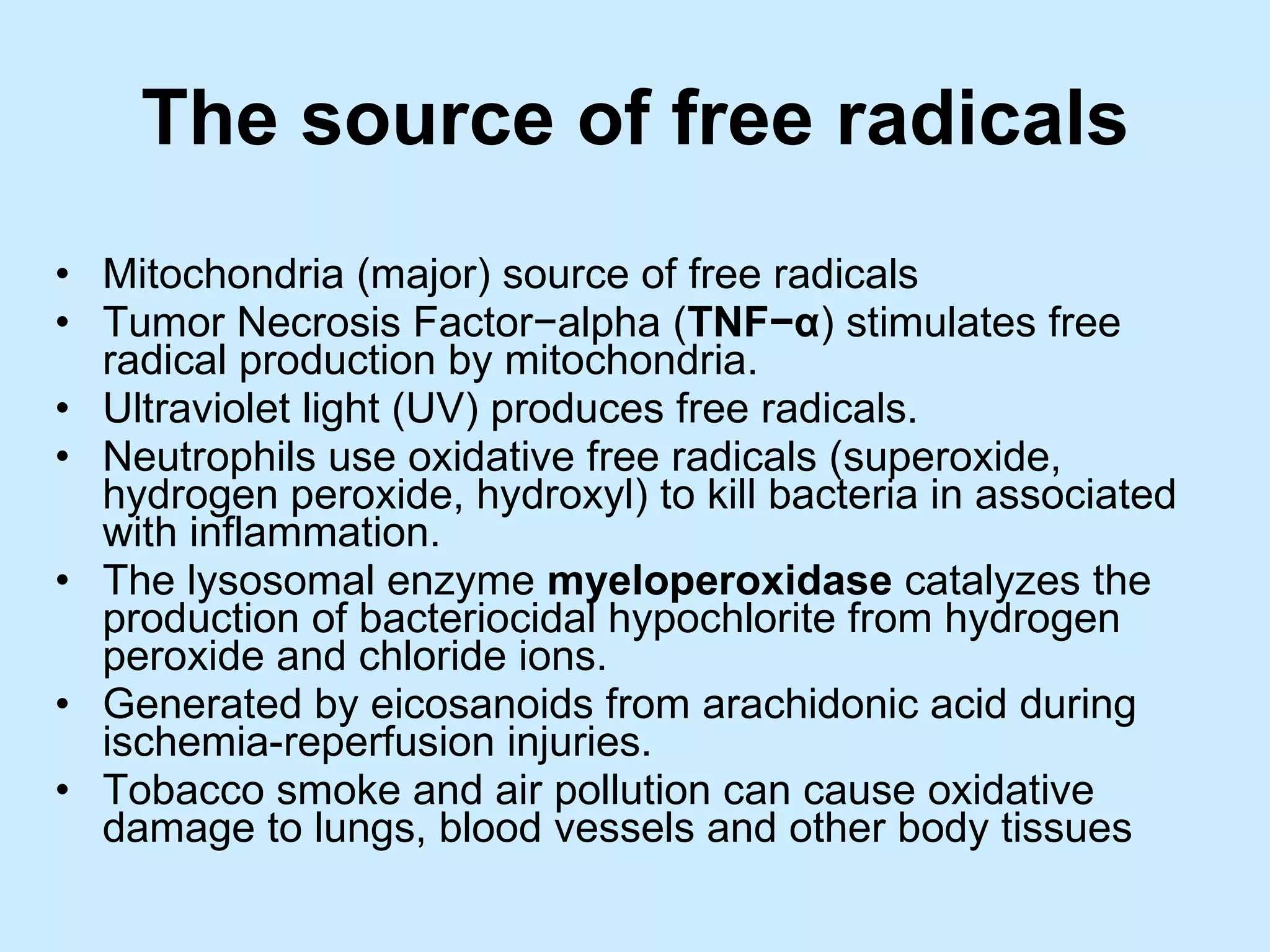 Role of free radical in the development of atherosclerosis | PPT