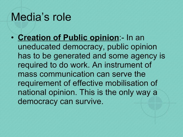 Role Of Media In Democracy | PPT | Civic affairs | Politics